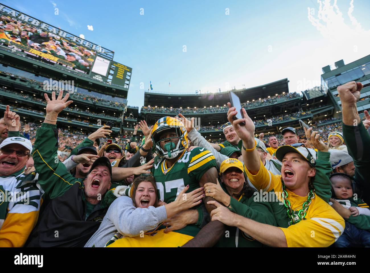 Green Bay, Wisconsin, USA. 2nd Oct, 2022. Green Bay Packers wide receiver Romeo Doubs (87 ...