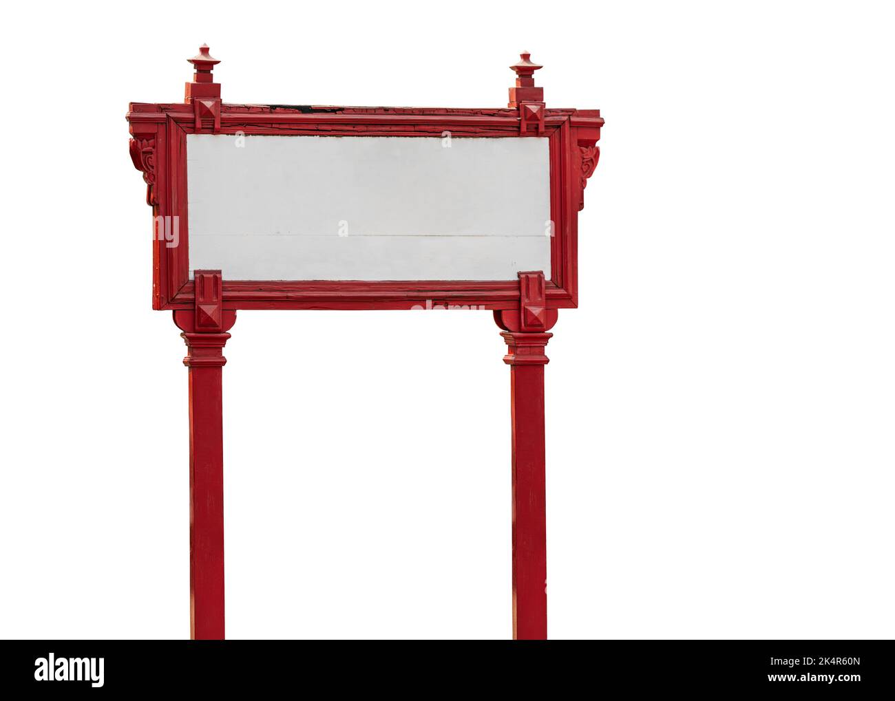 Isolated image of painted wooden signboard on white background, a ...