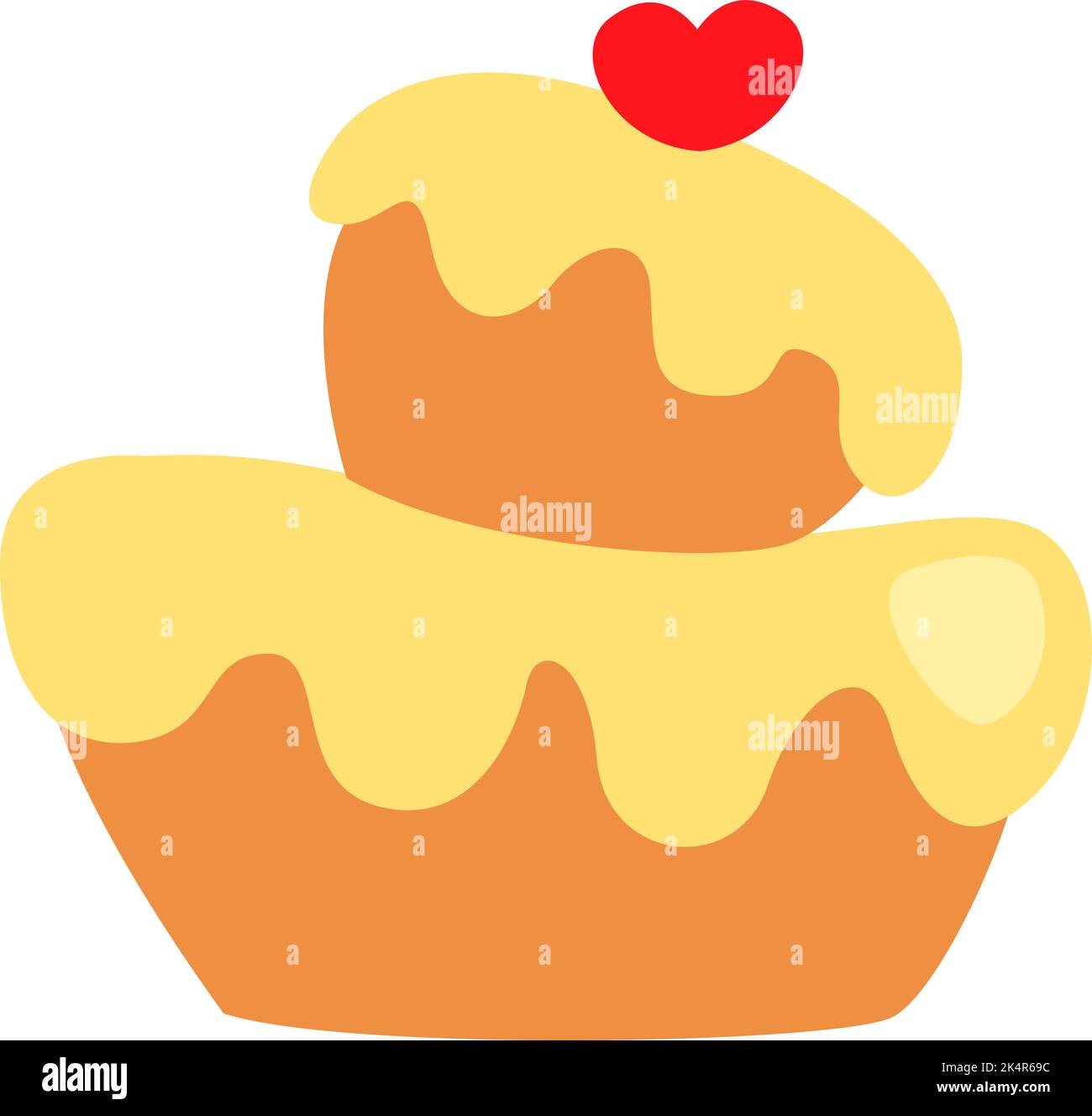 Two story love cake, illustration, vector on a white background Stock ...