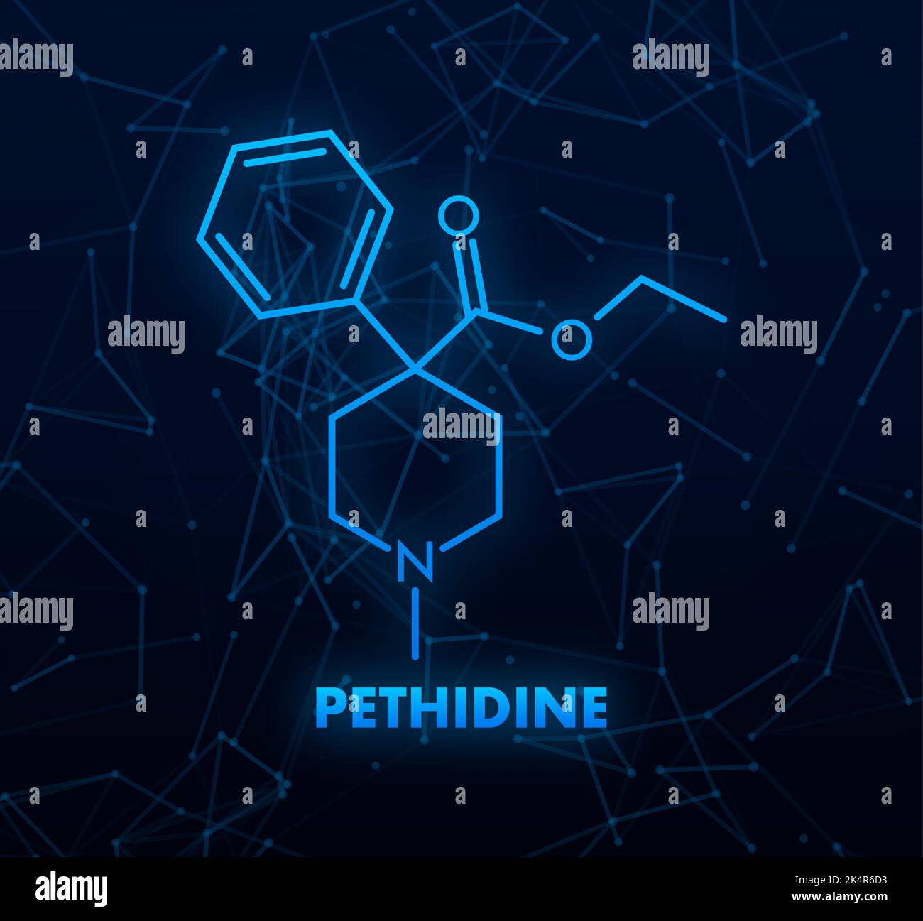 Pethidine concept chemical formula icon label, text font vector ...