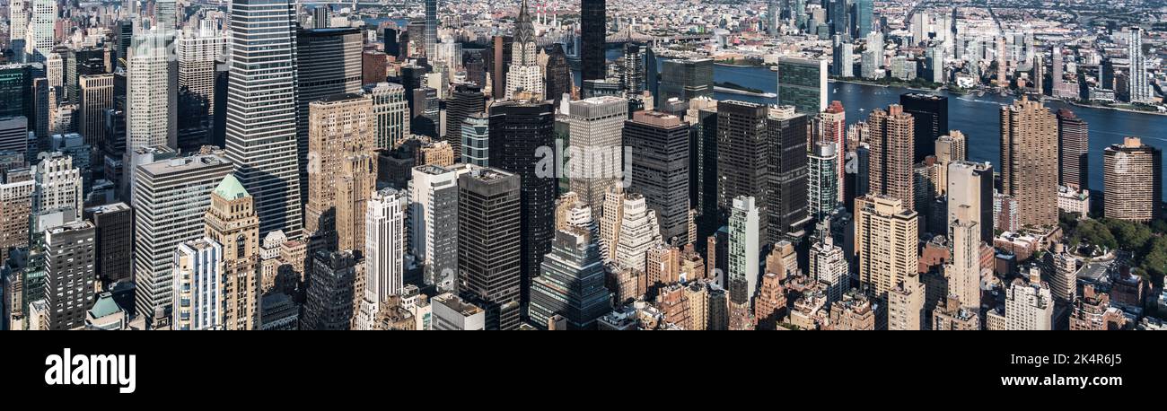 New York skyscrapers in Midtown Manhattan, panoramic view Stock Photo ...
