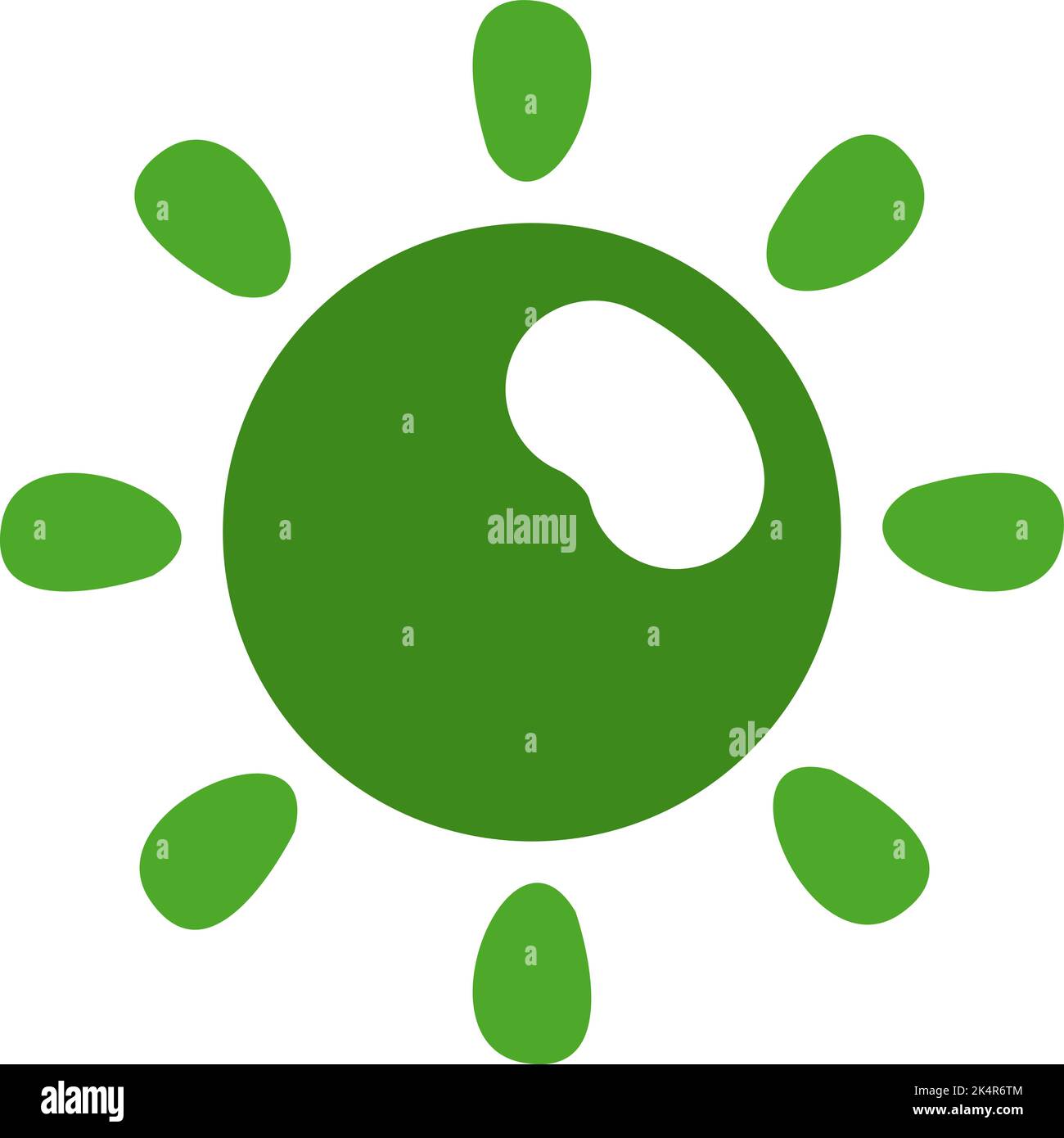 Green sun, illustration, vector on a white background Stock Vector ...
