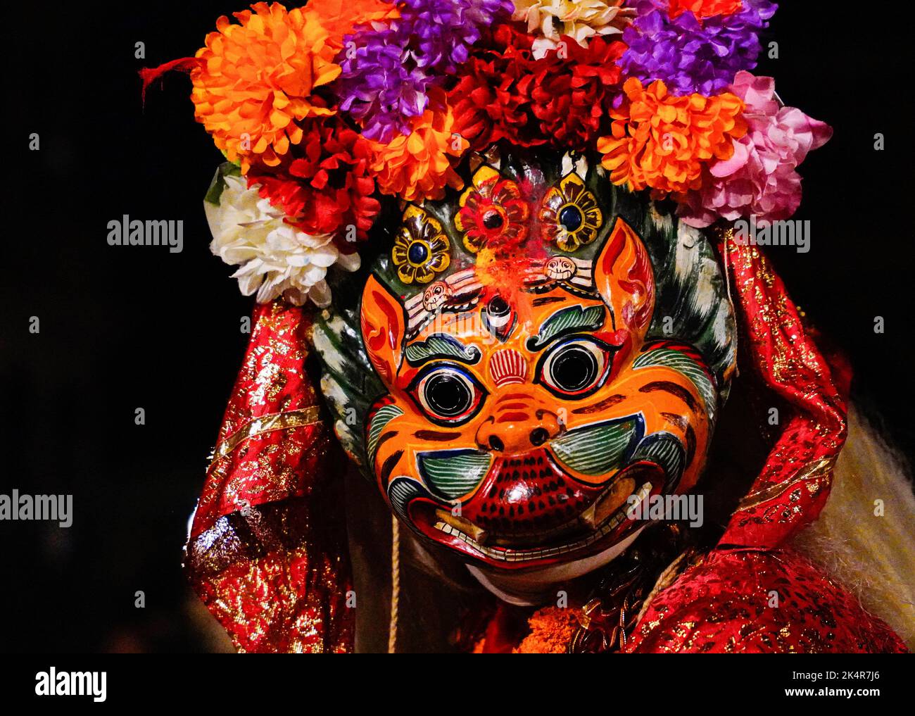 A masked deity performs the Astamatrika Naach, an auspicious dance ...