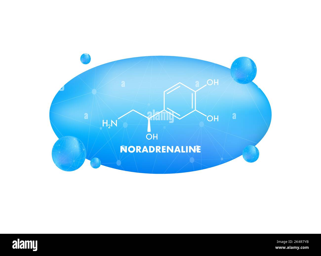 Noradrenaline concept chemical formula icon label, text font vector ...