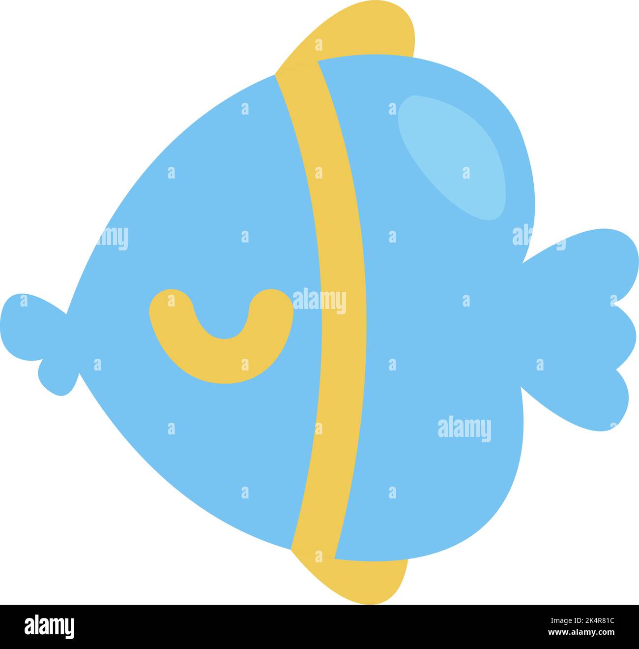 Blue and yellow fish, illustration, vector on a white background Stock ...