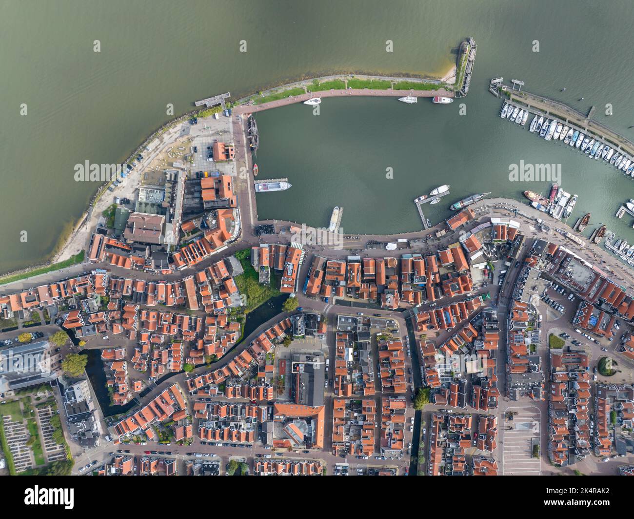 Volendam, Netherlands. Top down overview of traditional dutch fishing ...