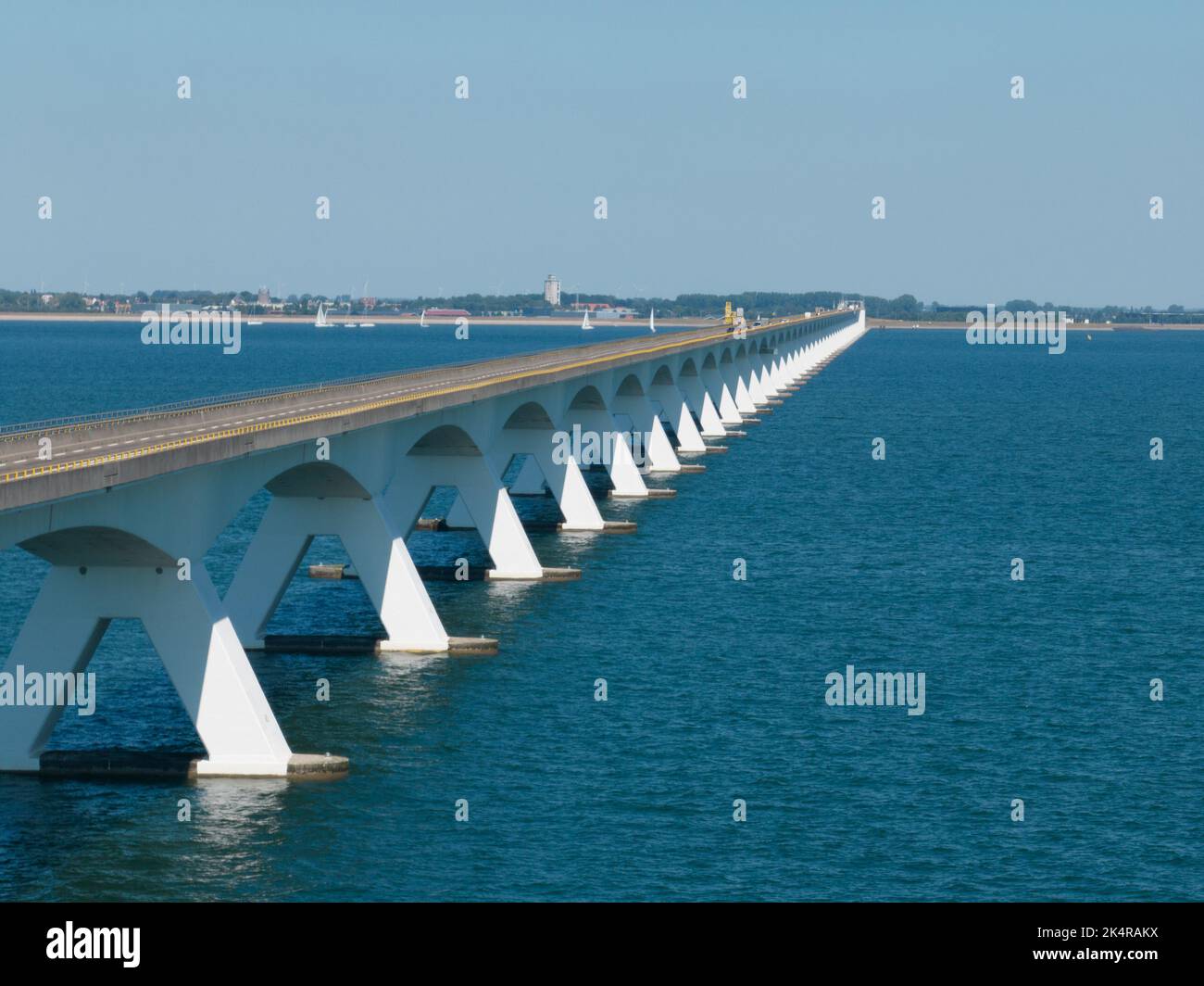 Zeelandbridge infinity bridge in the distance aerial drone view. part ...