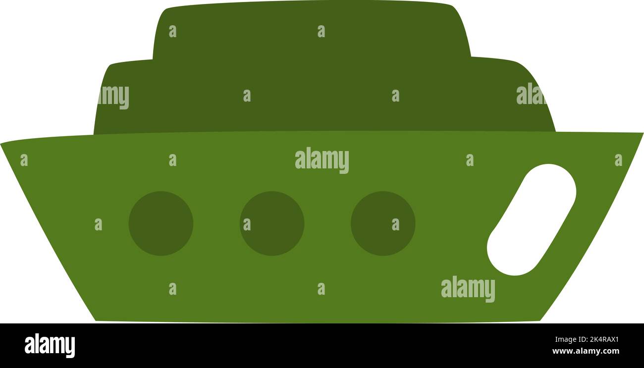 Military green ship, illustration, vector on a white background Stock ...
