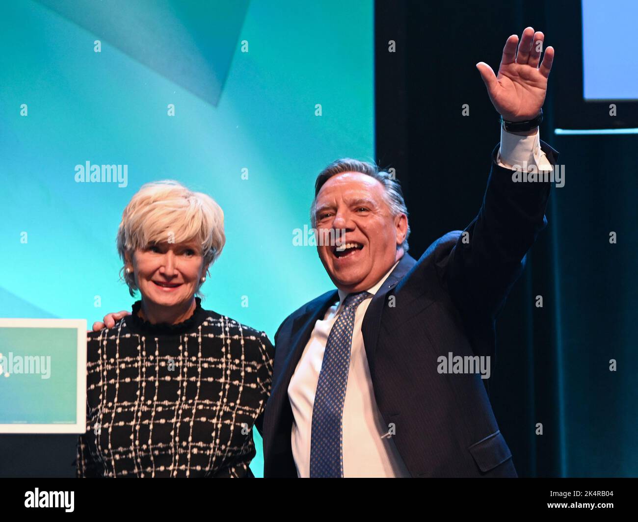 Coalition Avenir Quebec Leader Francois Legault waves as he walks in ...
