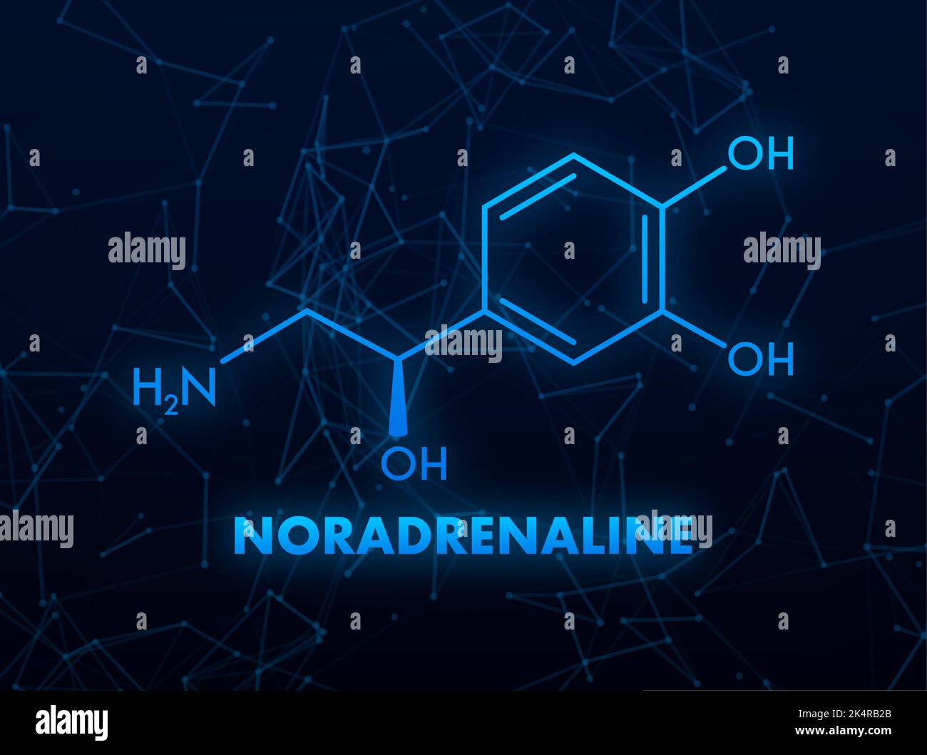 Noradrenaline concept chemical formula icon label, text font vector ...