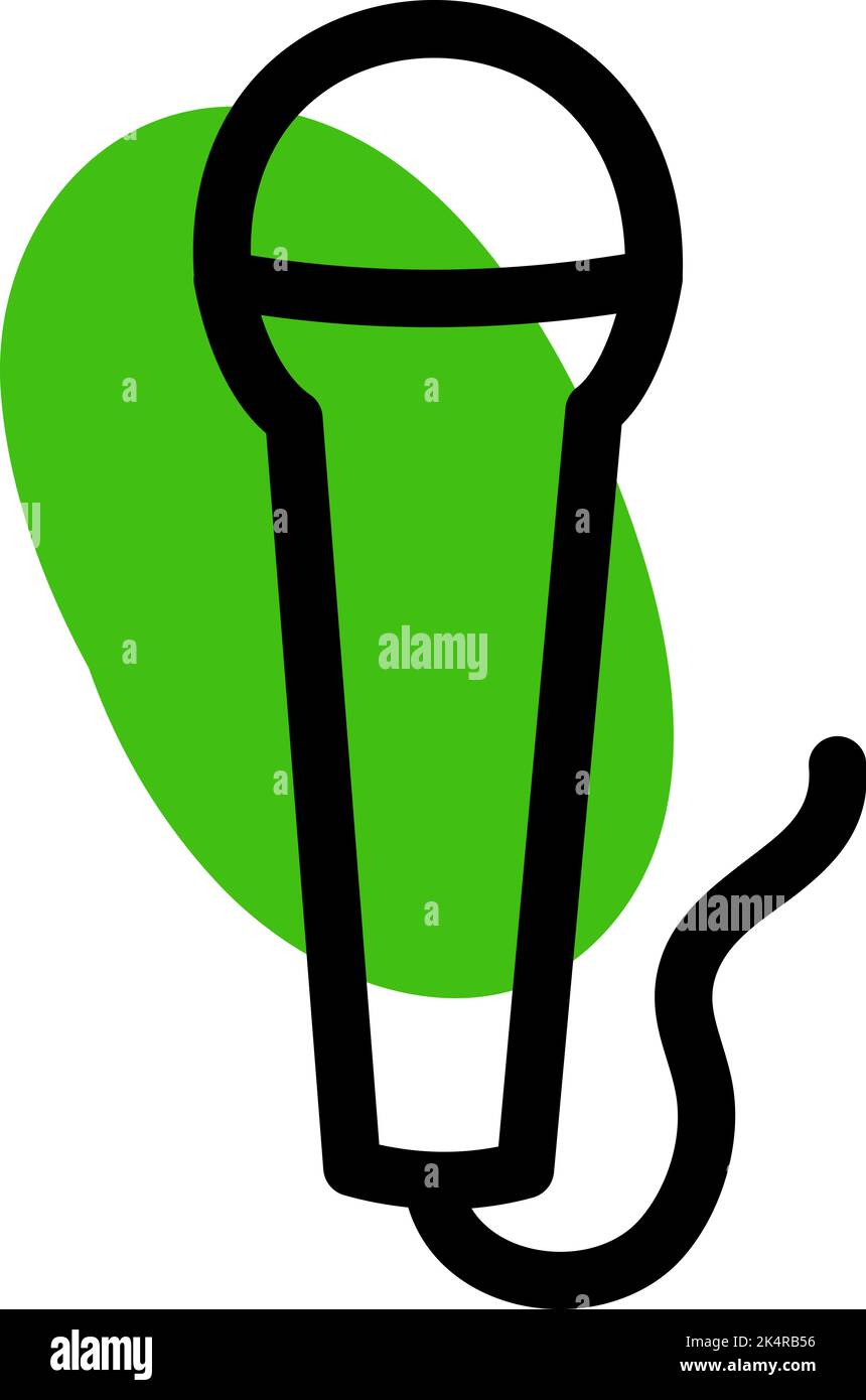 Green microphone, illustration, vector on a white background Stock ...