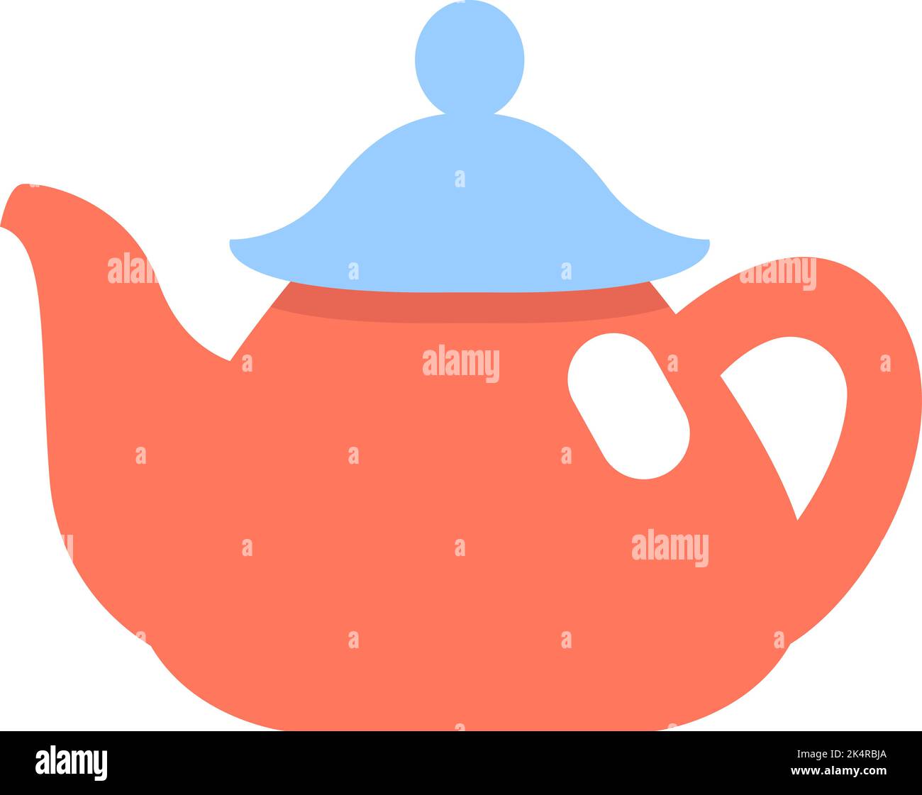 Red teapot with blue lid, illustration, vector on a white background ...