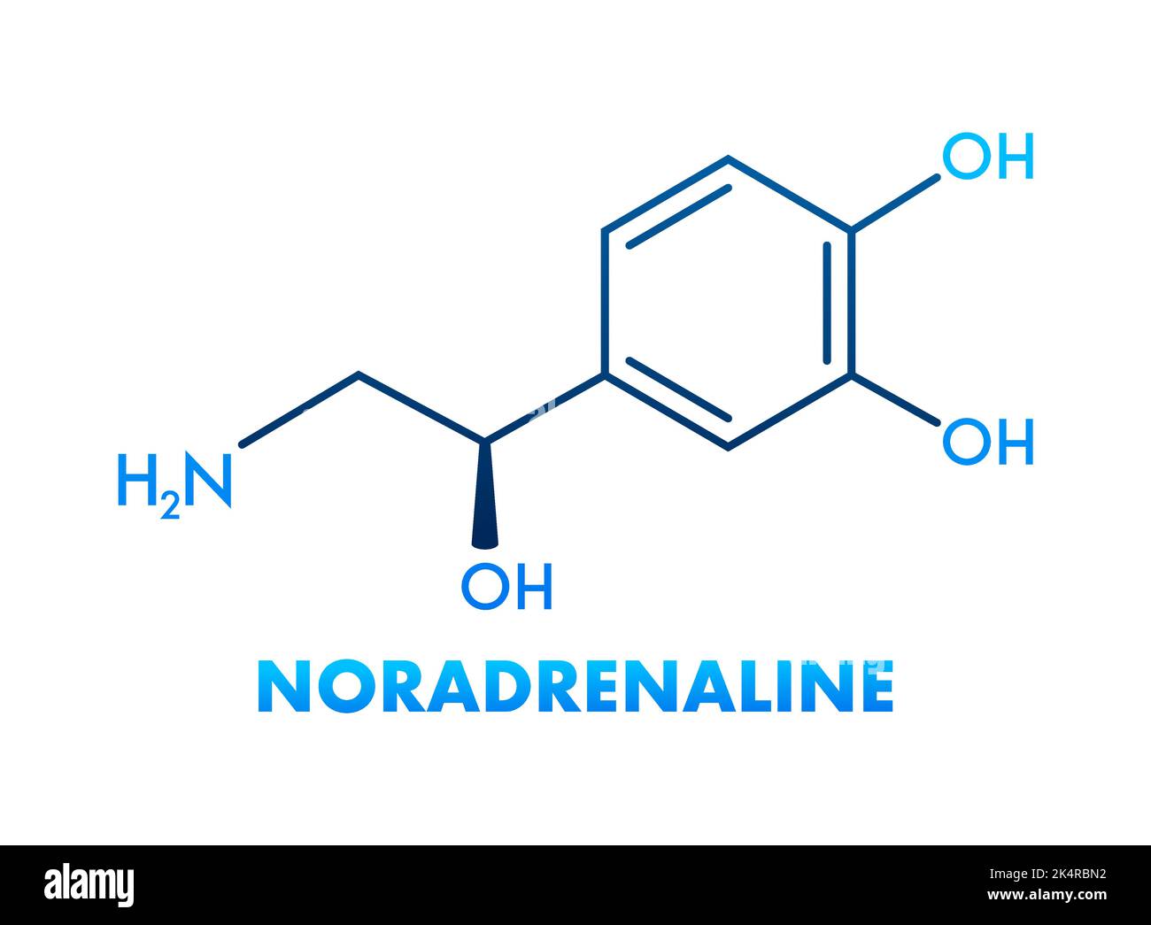 Noradrenaline concept chemical formula icon label, text font vector ...