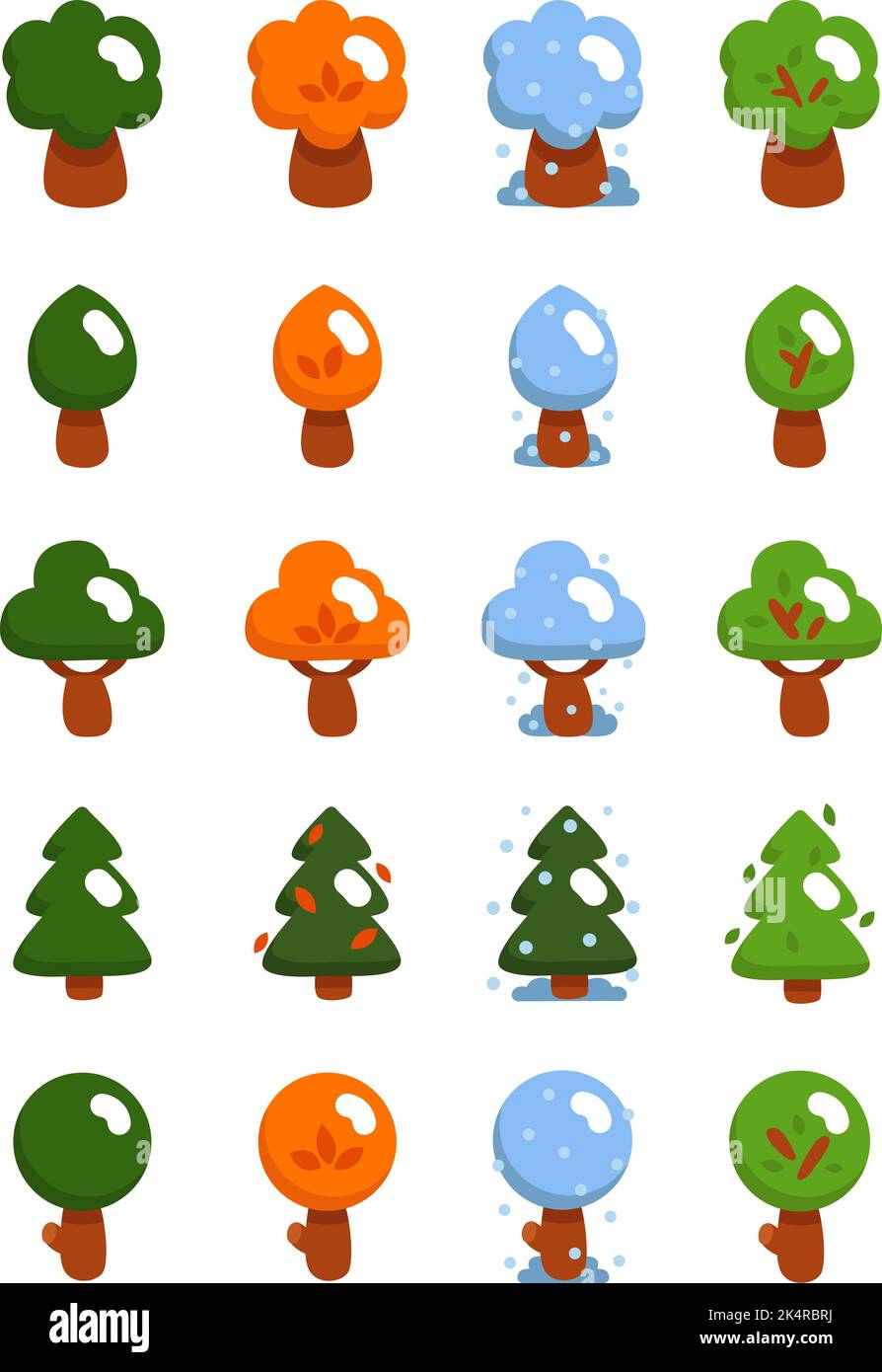 Tree seasons, illustration, vector on a white background Stock Vector ...