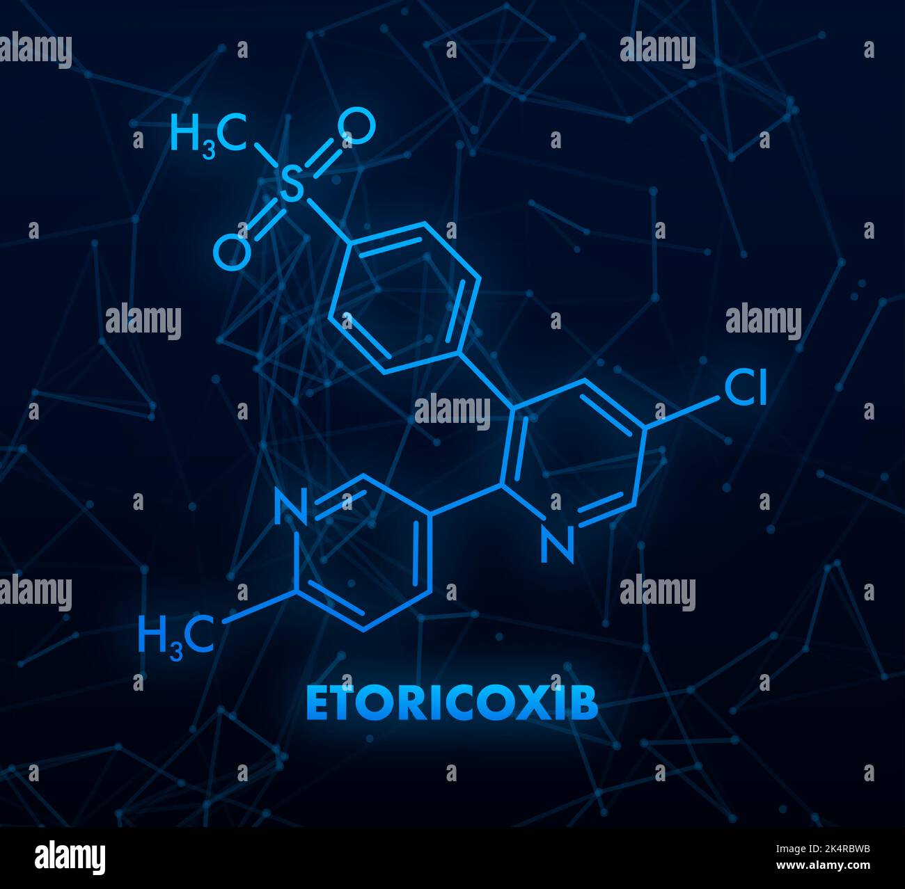 Etoricoxib concept chemical formula icon label, text font vector ...