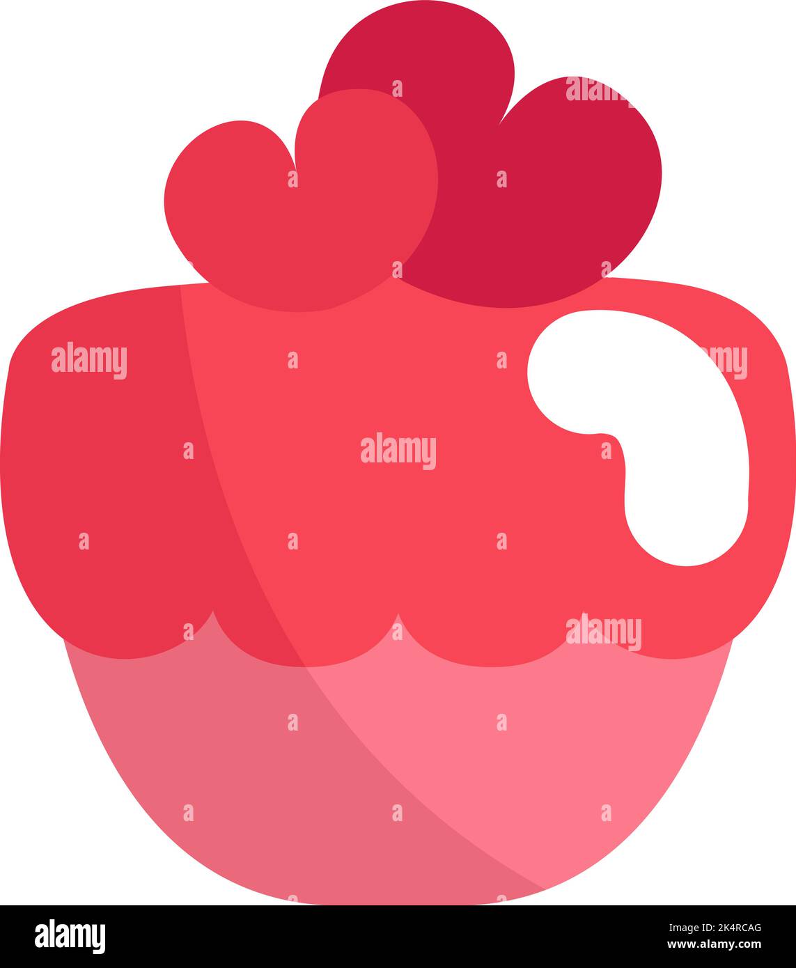 Cupcake with hearts, illustration, vector on a white background Stock ...