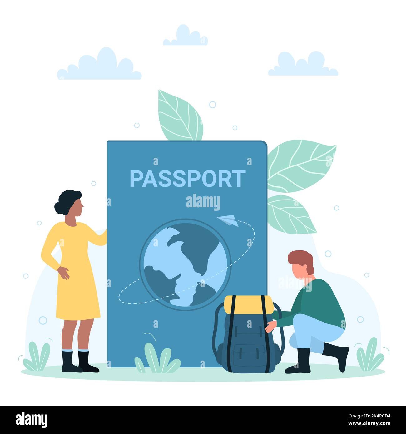 Travel around world with foreign passport and visas vector illustration ...