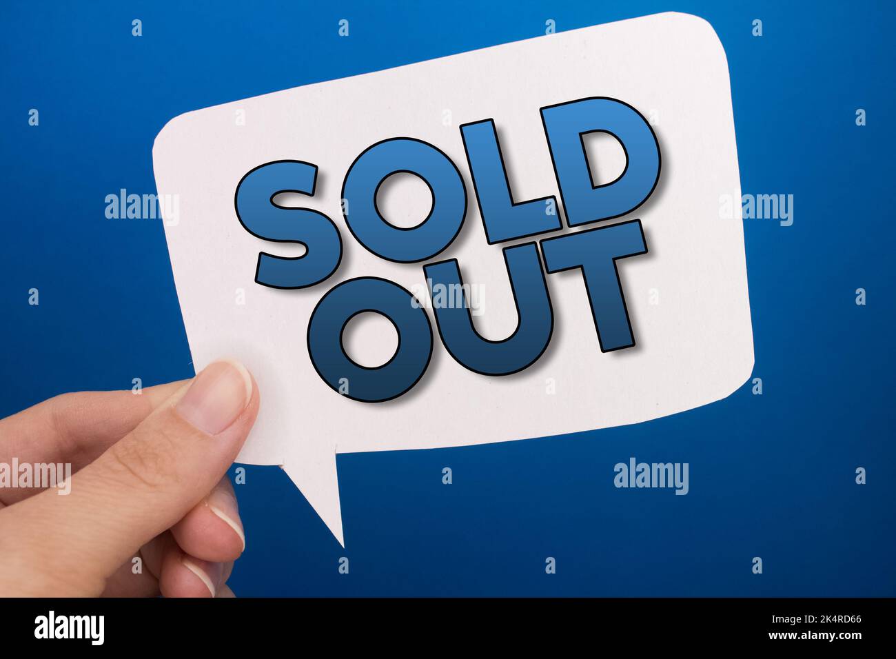 Speech bubble in front of colored background with Sold Out text Stock ...