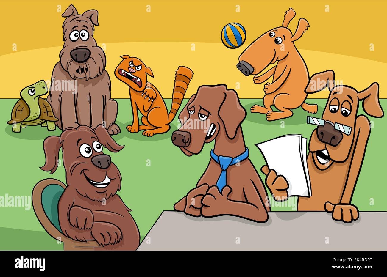 Cartoon illustration of funny dogs and pets comic characters group ...