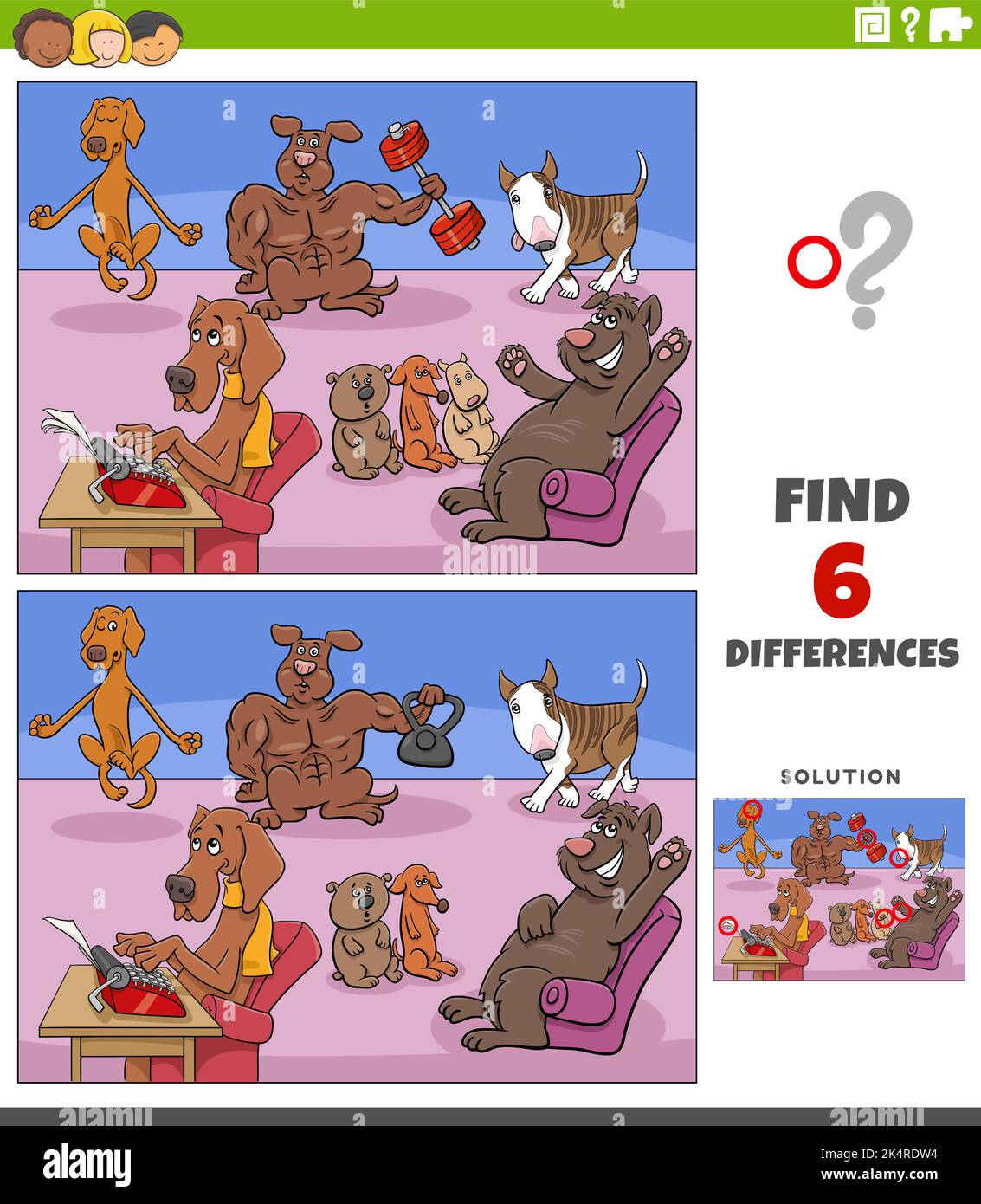 Cartoon illustration of finding the differences between pictures ...