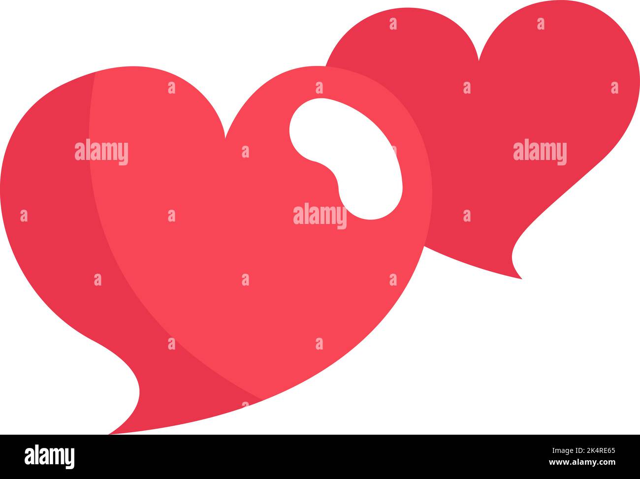 Two red hearts, illustration, vector on a white background Stock Vector ...