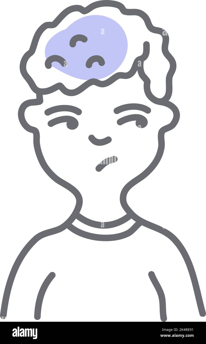Angry boy with purple hair, illustration, vector on a white background ...