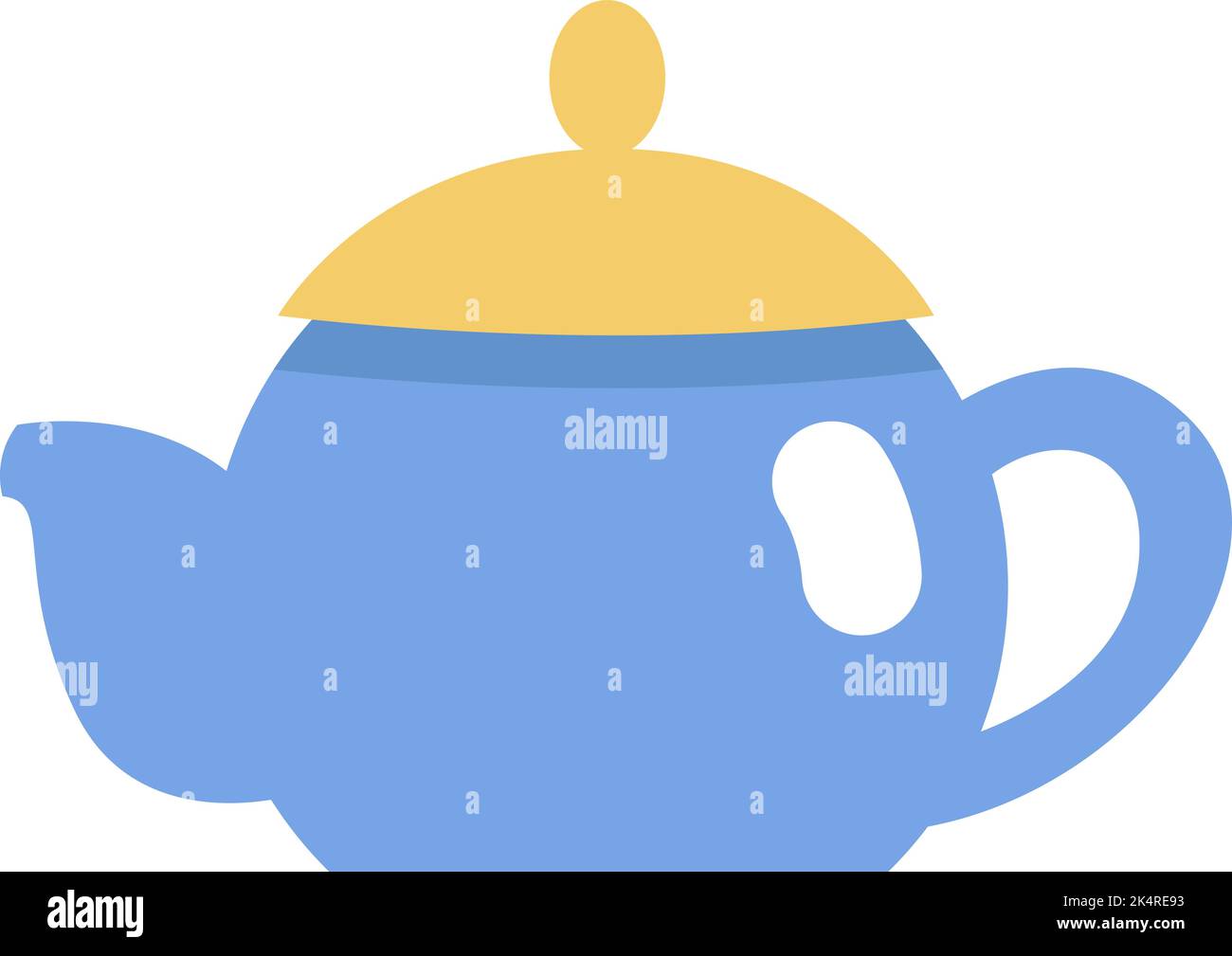 Blue teapot with yellow lid, illustration, vector on a white background ...