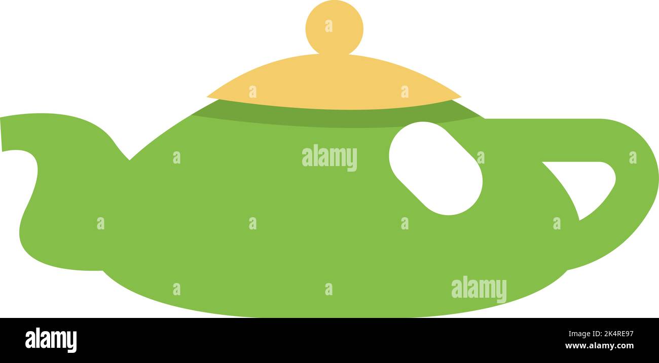 Small Green teapot with yellow lid, illustration, vector on a white ...