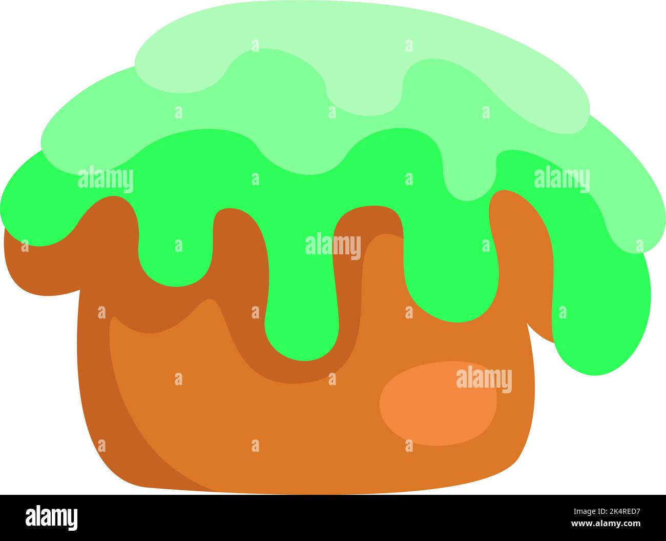 Cake with green icing, illustration, vector on a white background Stock ...