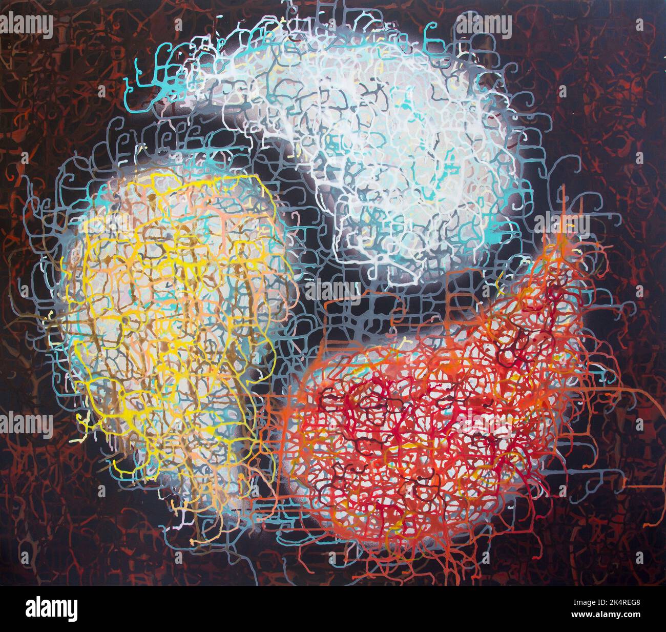 Abstract art background. Acrylic and oil color painting on canvas ...