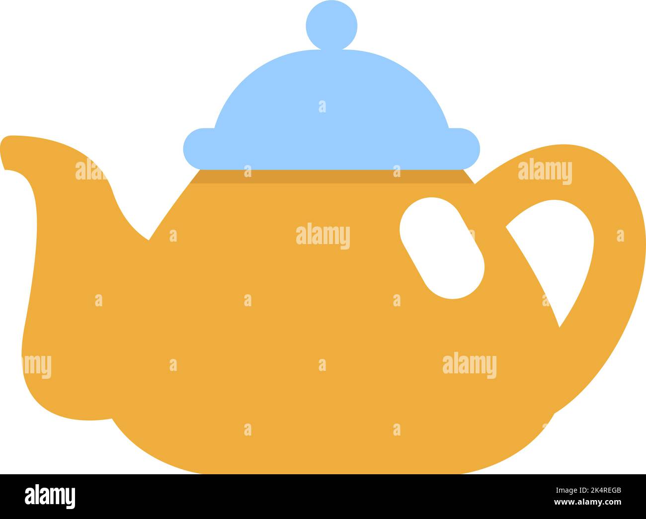 Yellow teapot with blue lid, illustration, vector on a white background ...
