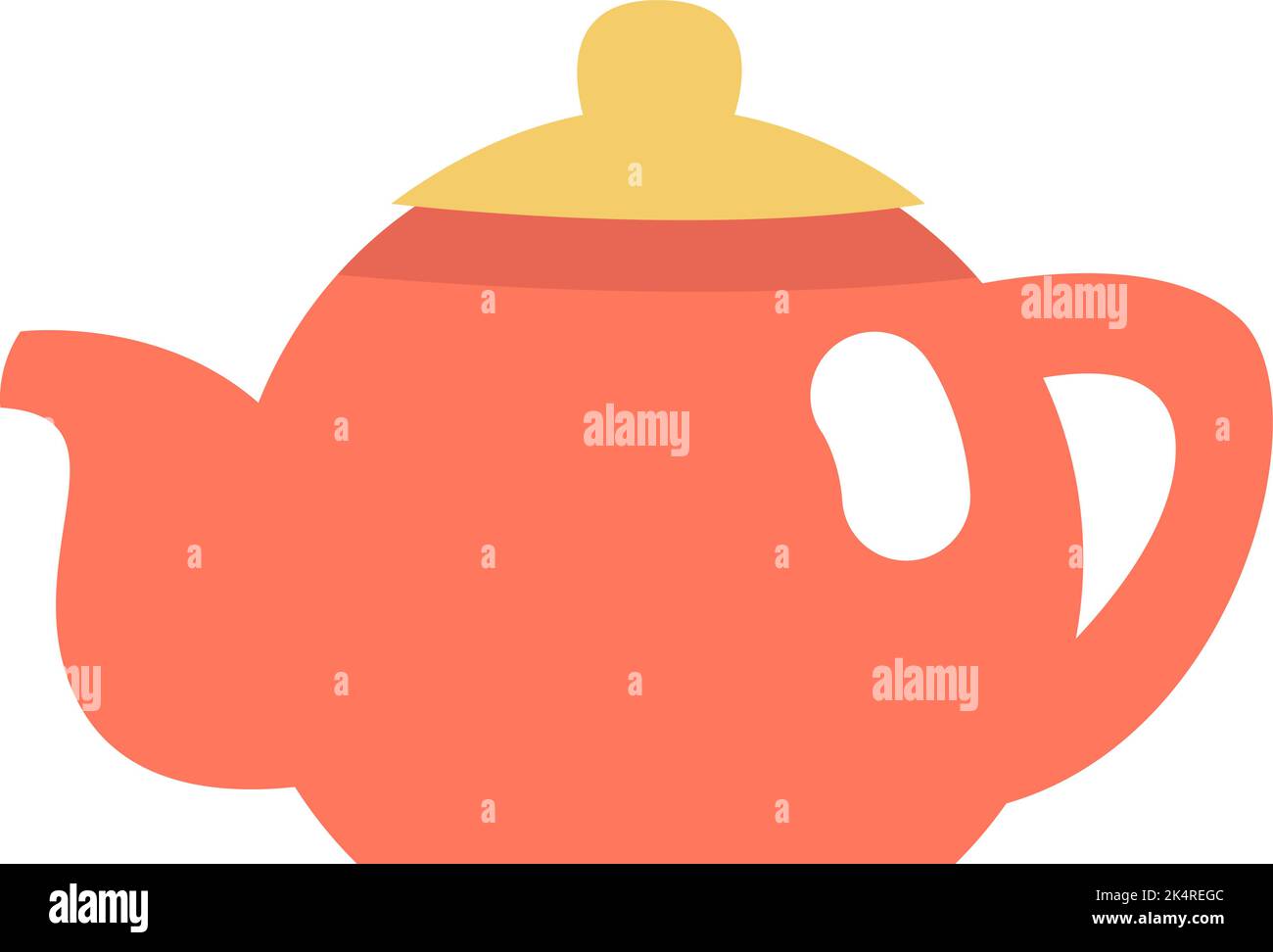 Red teapot with yellow lid, illustration, vector on a white background ...