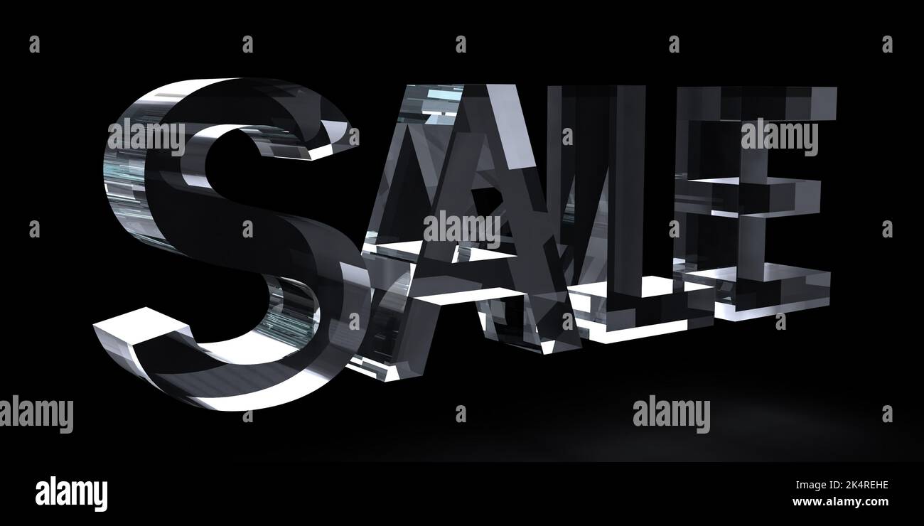 3d render volumetric inscription sale on a black background Stock Photo ...