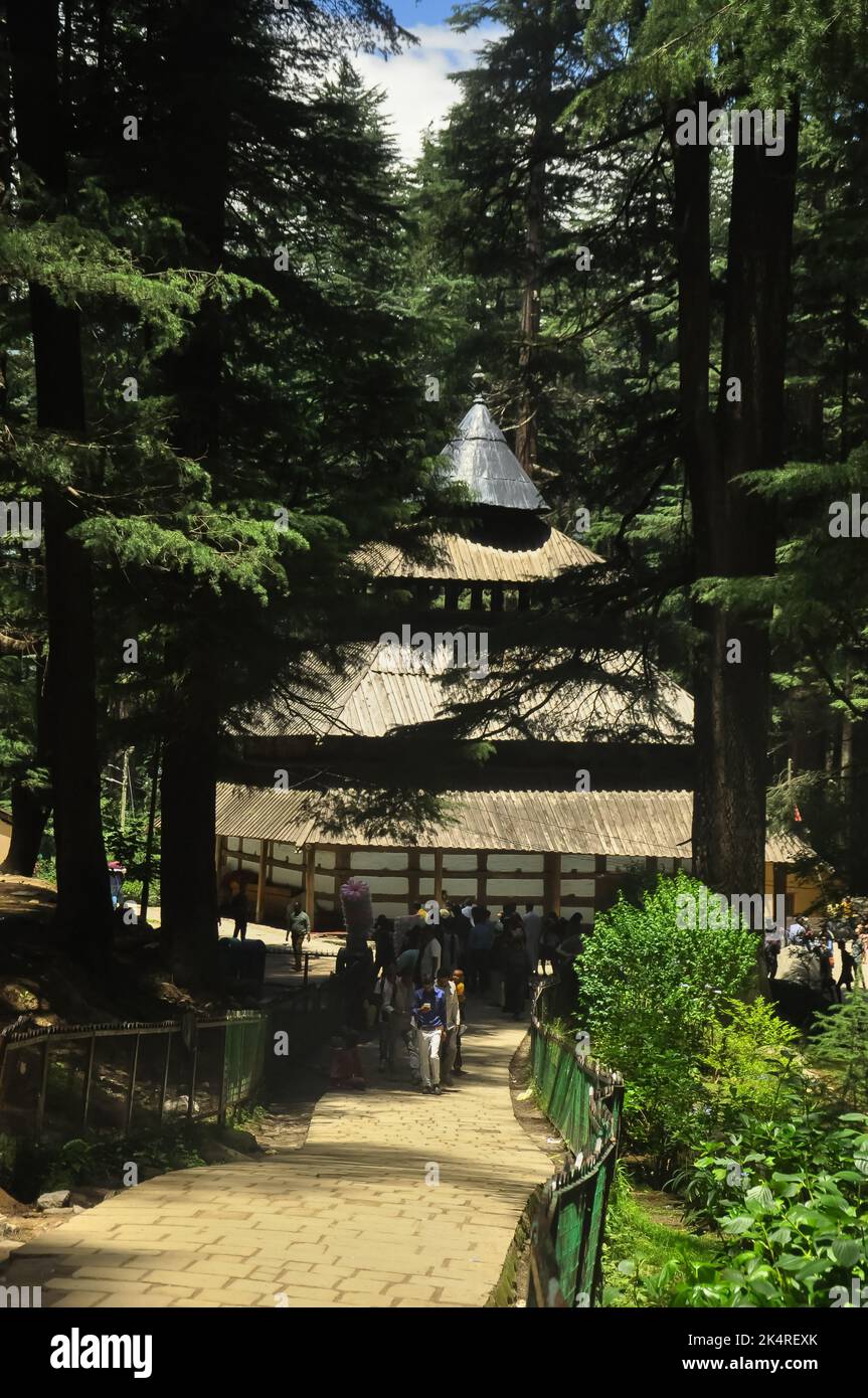 Manali, Himachal Pradesh, India - 07 16 2022: Beautiful view of Hadimba ...
