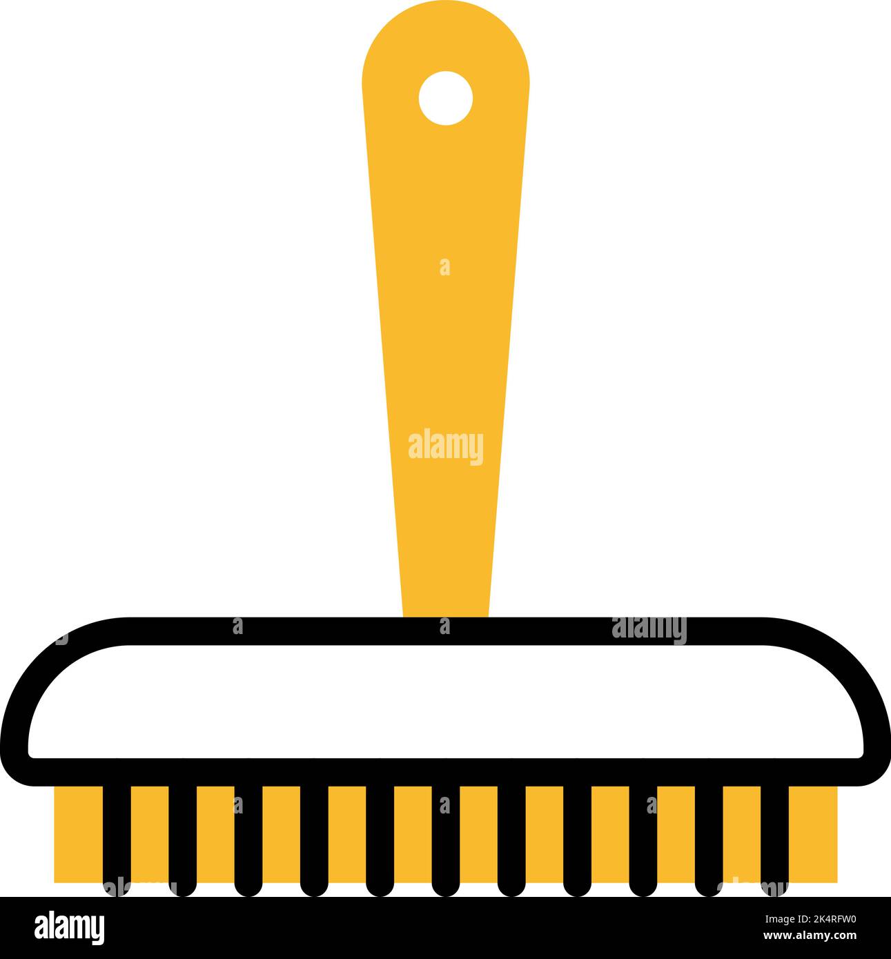 Yellow cleaning brush, illustration, vector on a white background Stock ...