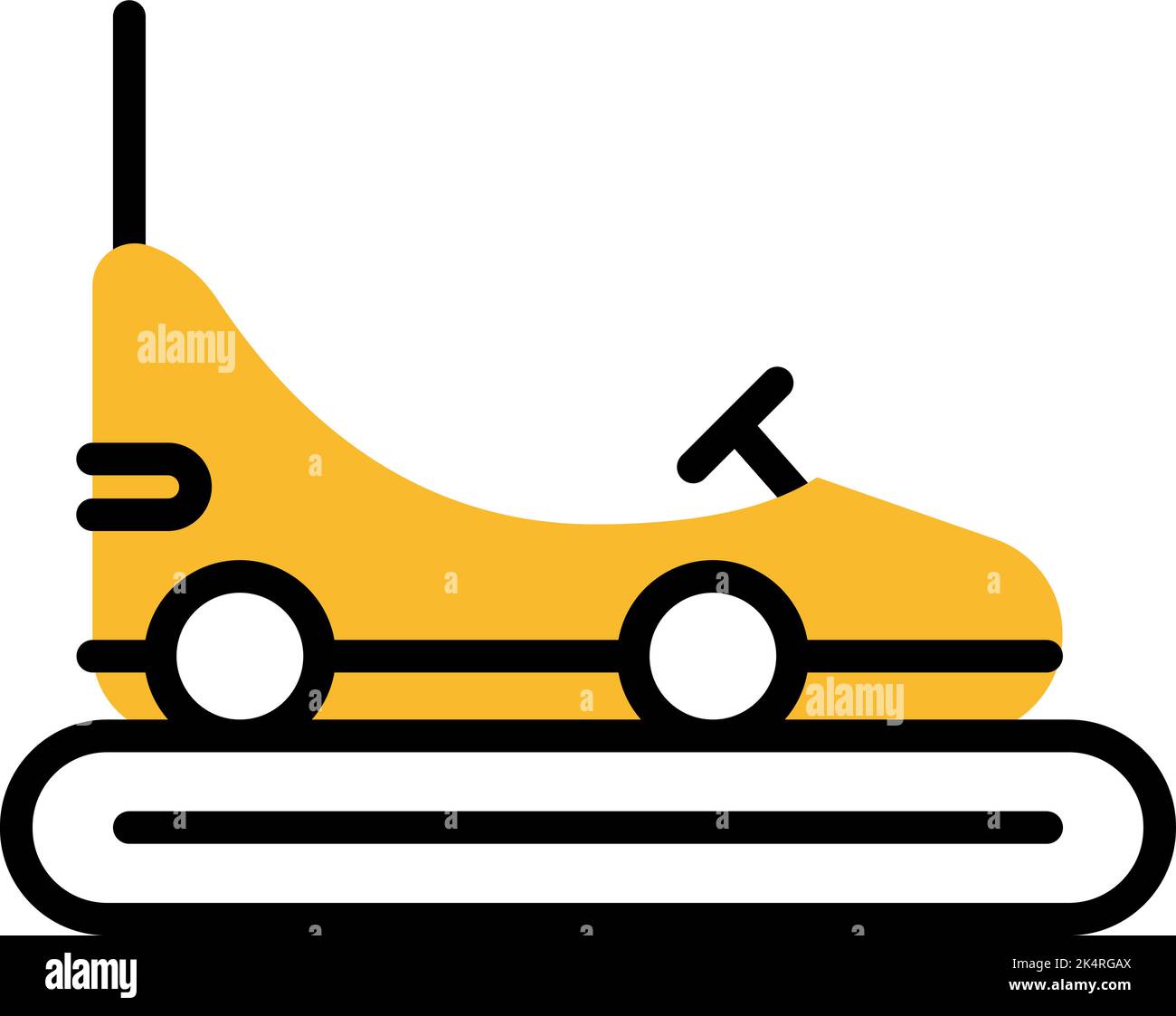 Yellow bumper car, illustration, vector on a white background Stock ...