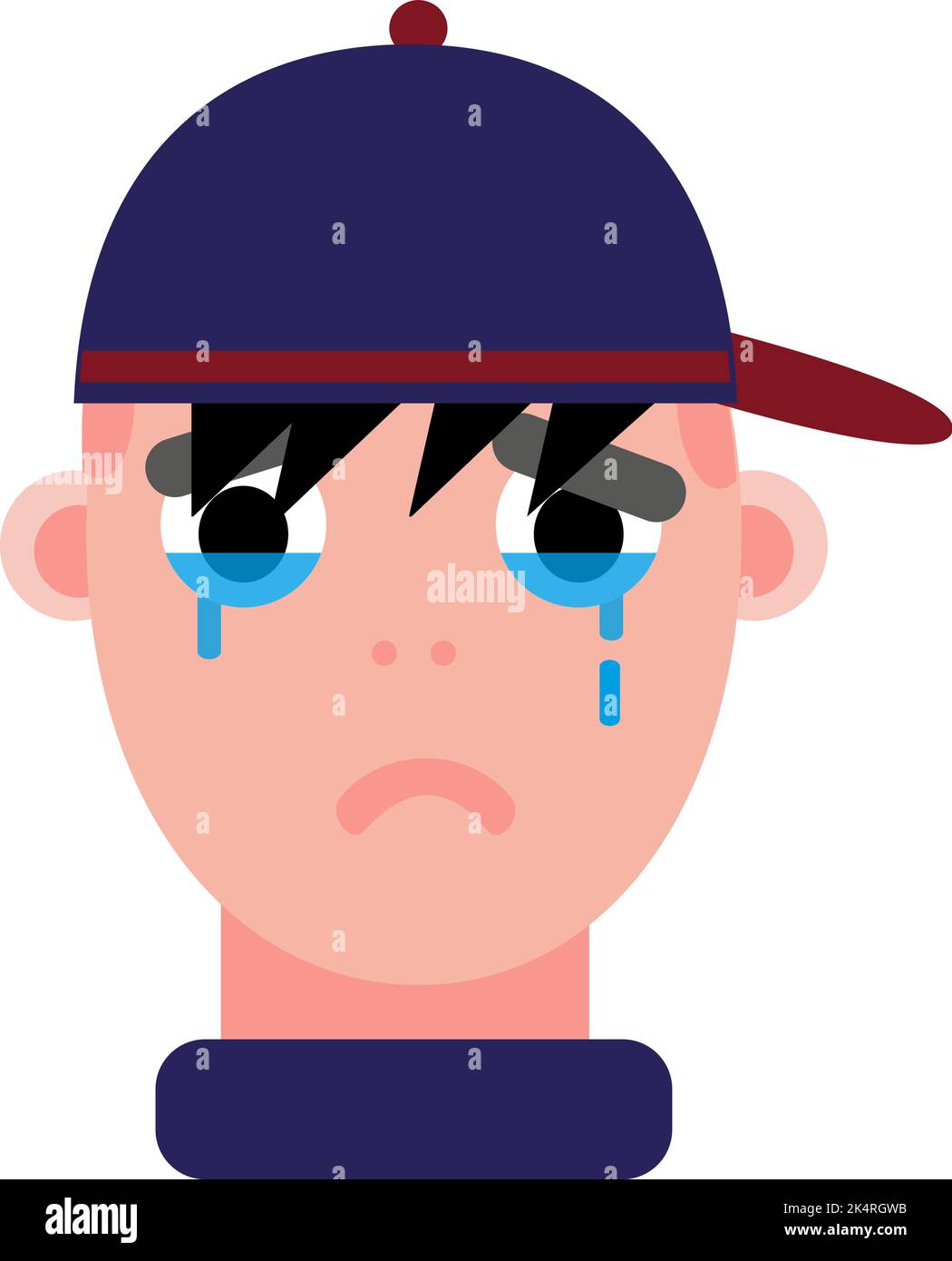 Sad boy with hat, illustration, vector on a white background Stock ...