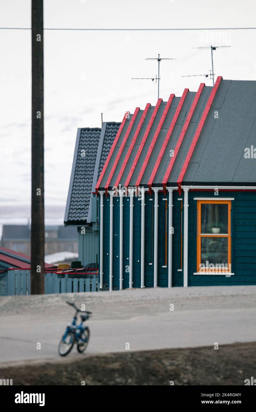 House details from the arctic town Longyearbyen at Svalbard, Norway ...