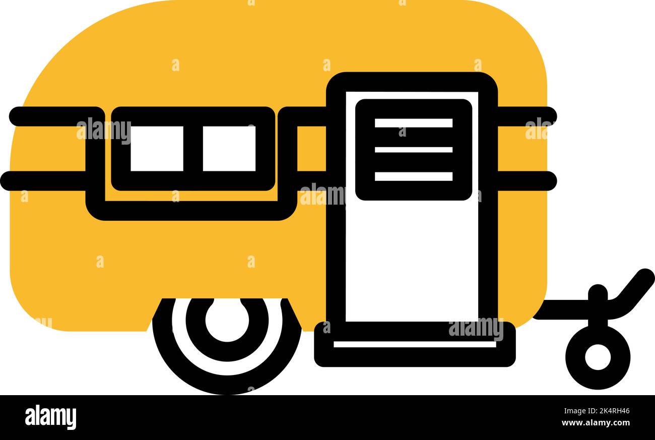 Camping trailer, illustration, vector on a white background Stock ...