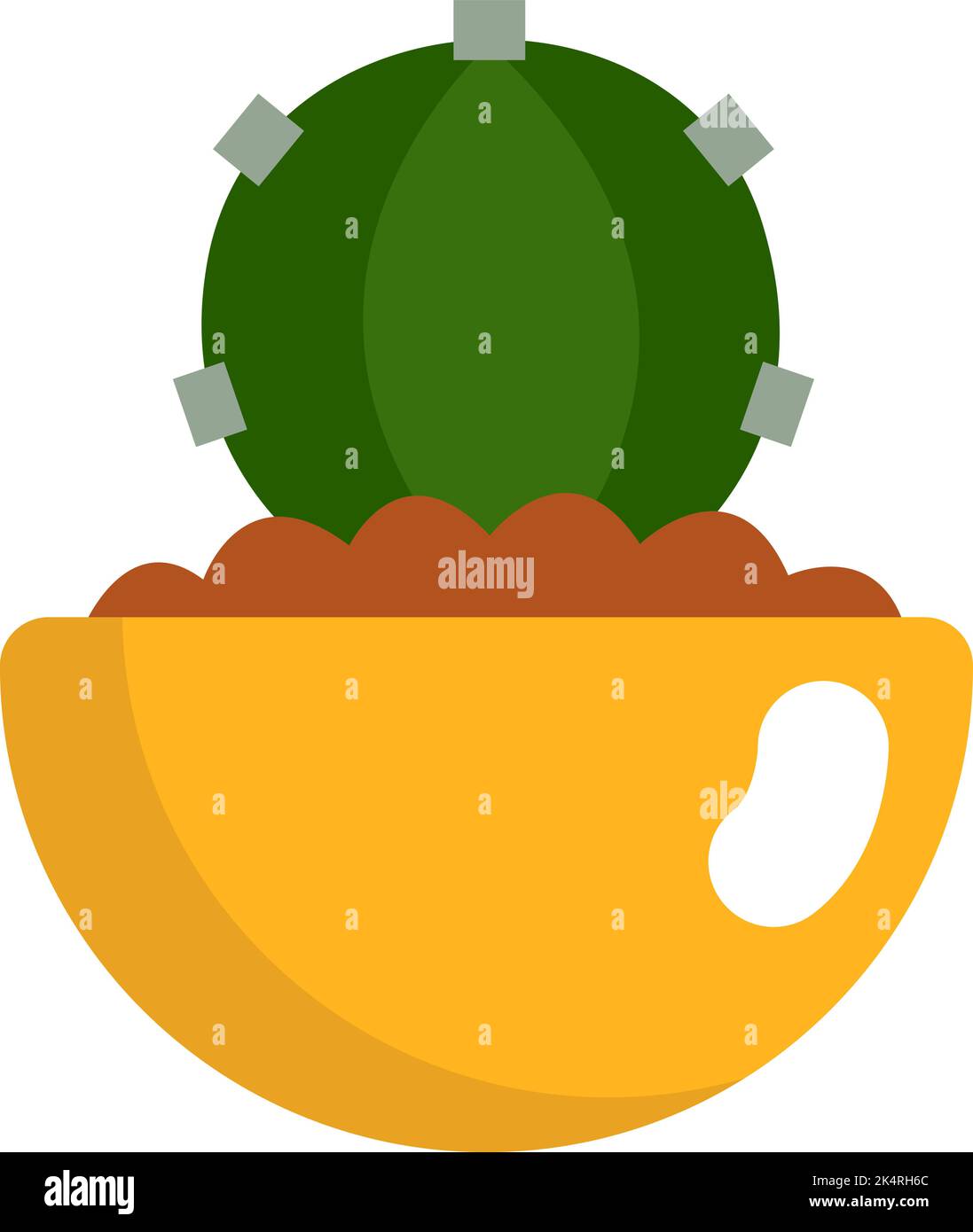 Round cacti in pot, illustration, vector on a white background Stock ...