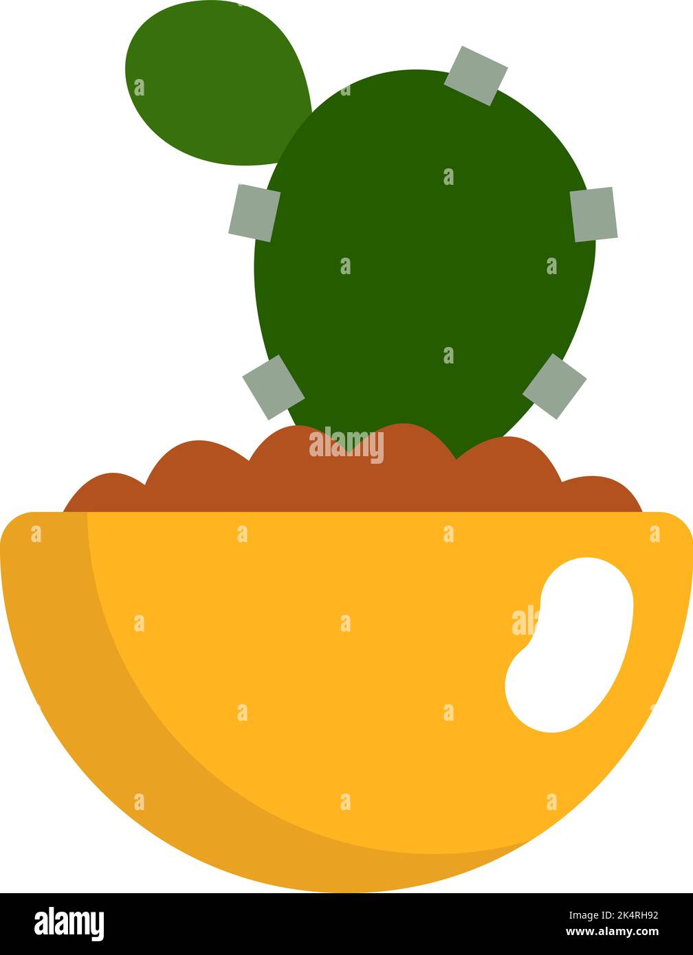 Epiphyllum in yellow pot, illustration, vector on a white background ...