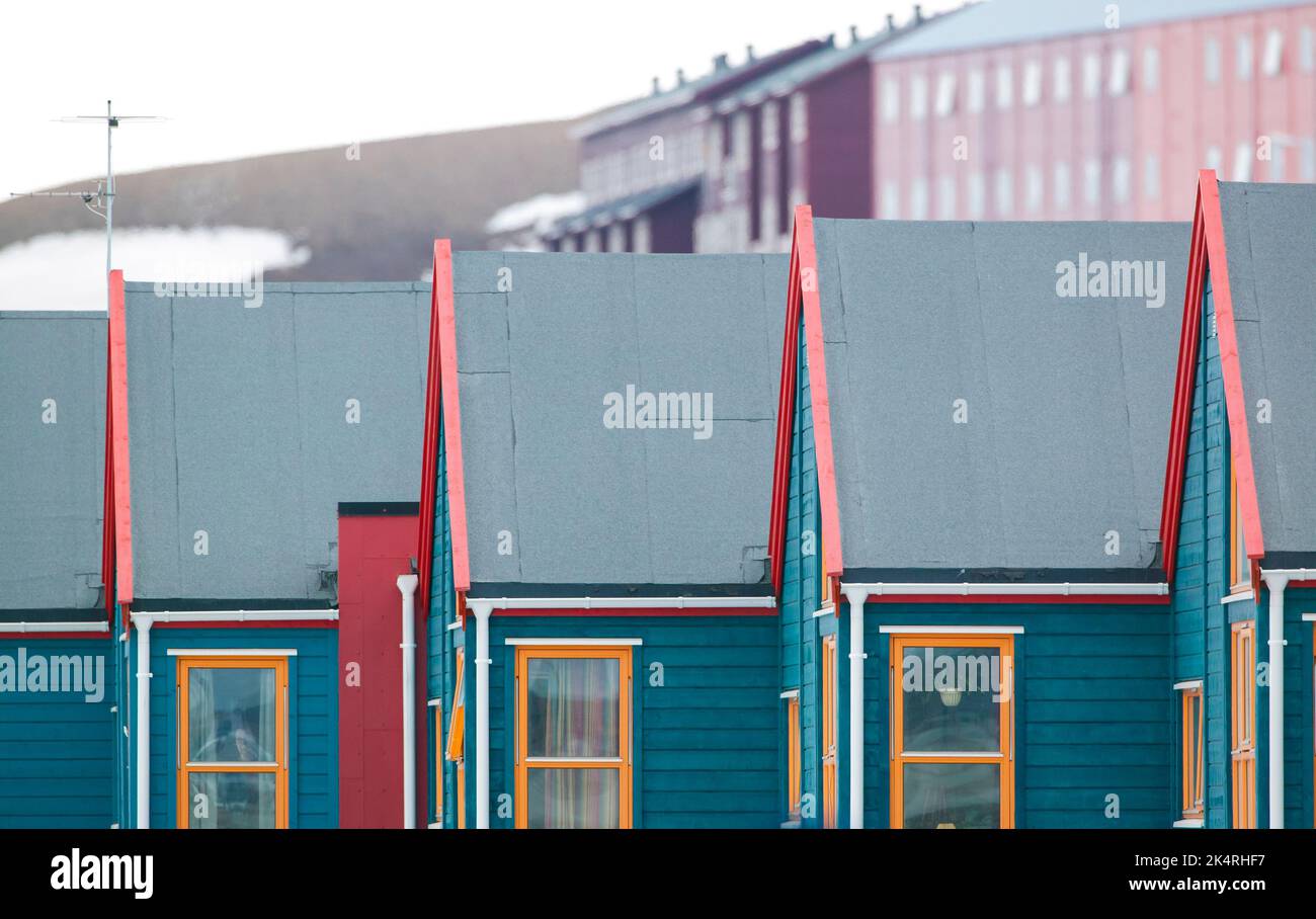 House details from the arctic town Longyearbyen at Svalbard, Norway ...