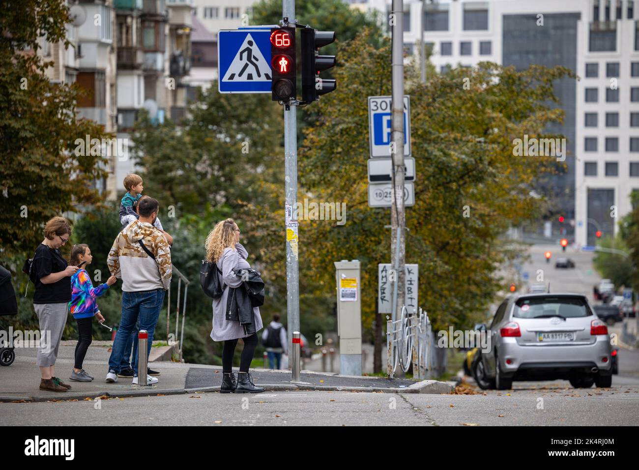 Kyiv, Ukraine - OCT 01, 2022: People, residents and guests, at warm ...
