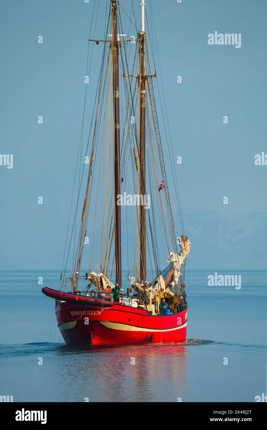The sailboat Enkhuizen in Isfjorden, Spitsbergen, Svalbard, Norway ...