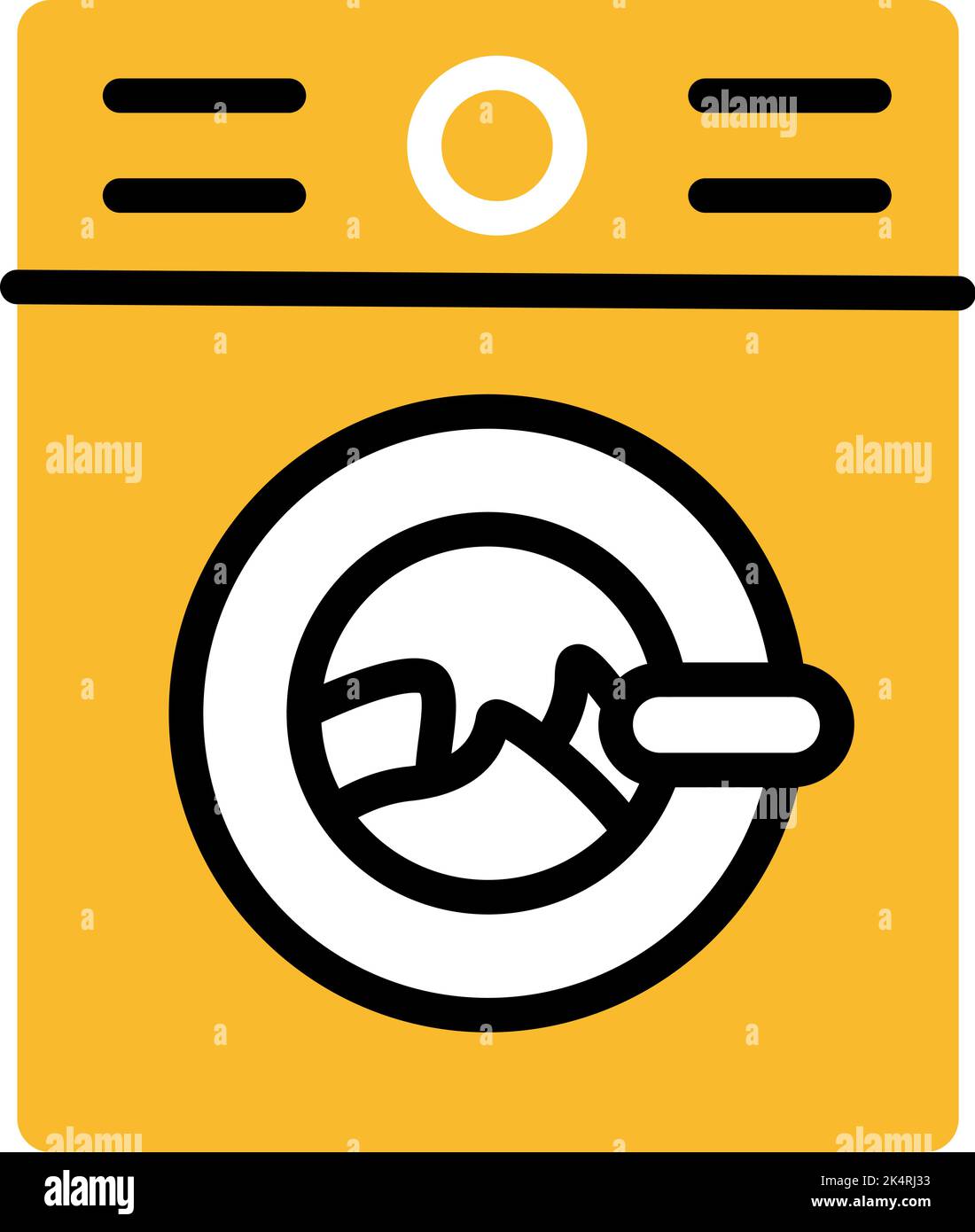 Yellow washing machine, illustration, vector on a white background ...