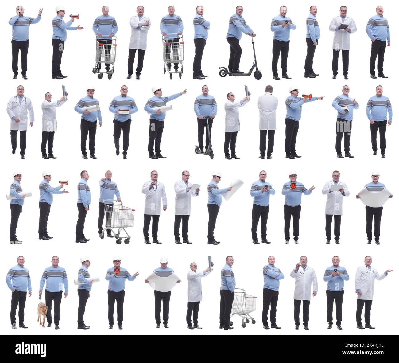 collage of a man in full growth displaying many professions and ...
