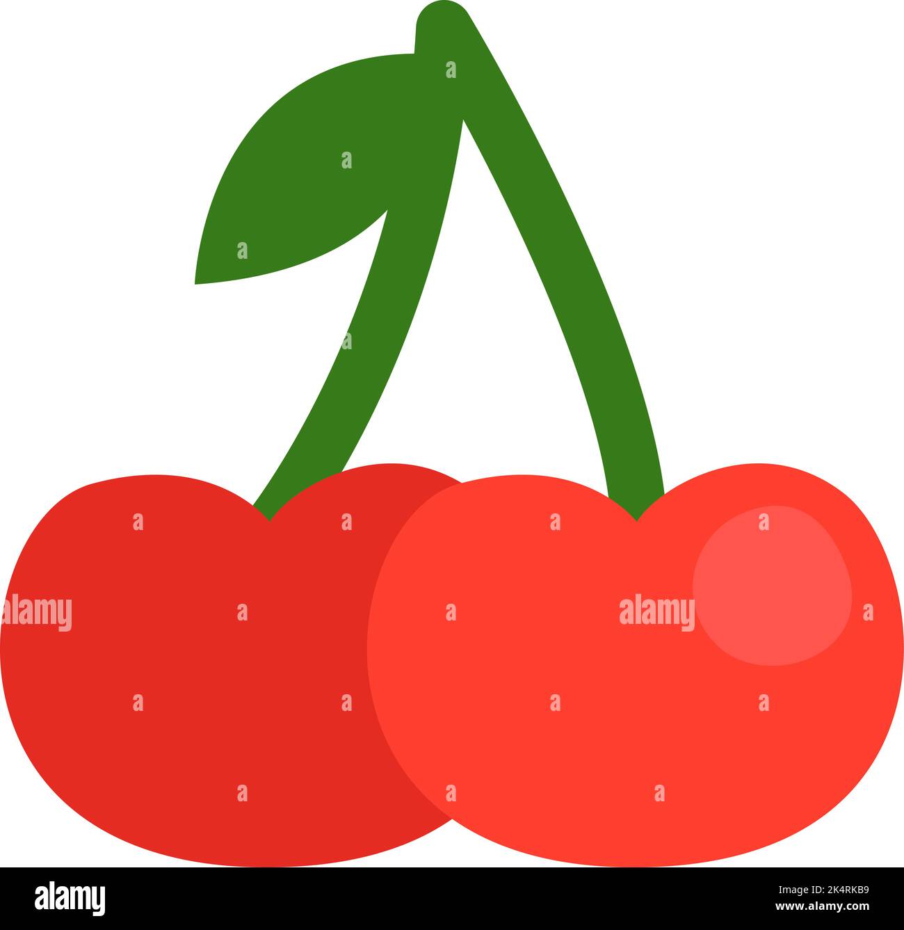 Two red cherries, illustration, vector on a white background Stock ...