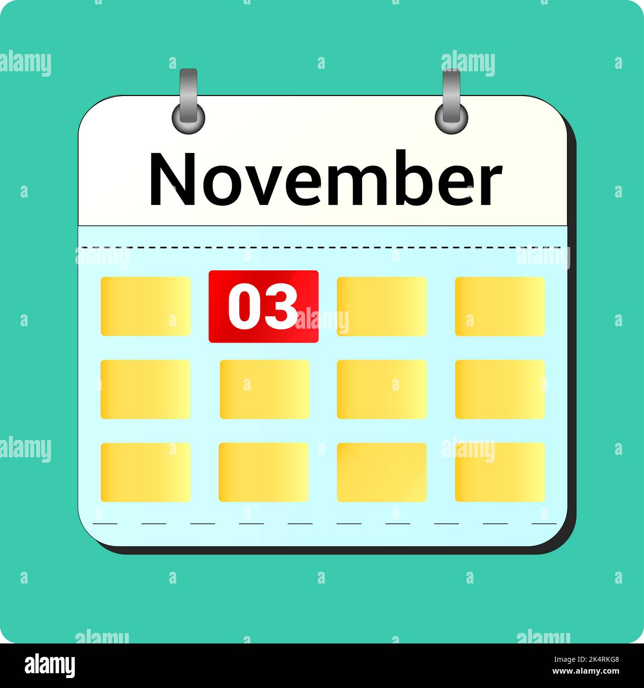 calendar vector drawing, date November 03 on the page Stock Vector ...