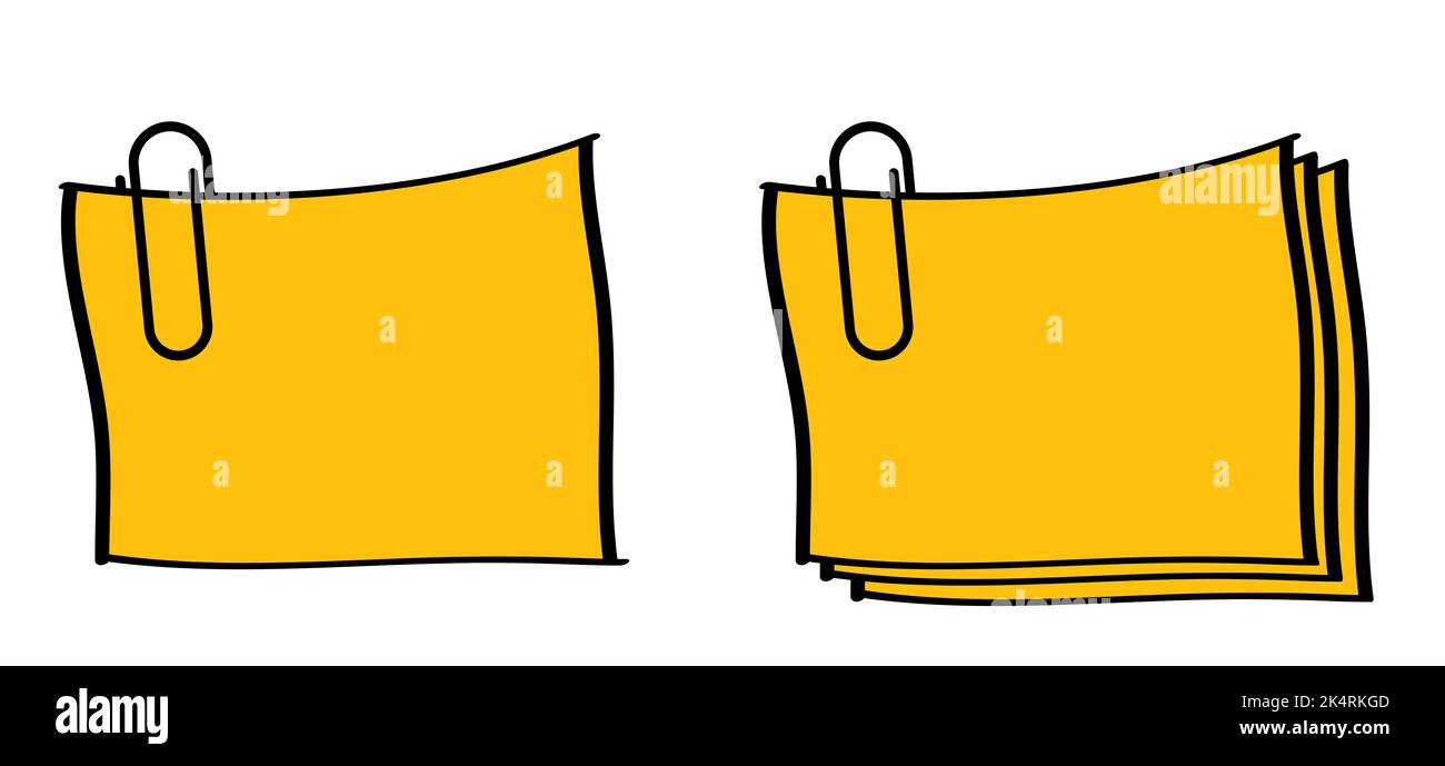 Metal paper clips for post, note or memo. Cartoon drawing office ...