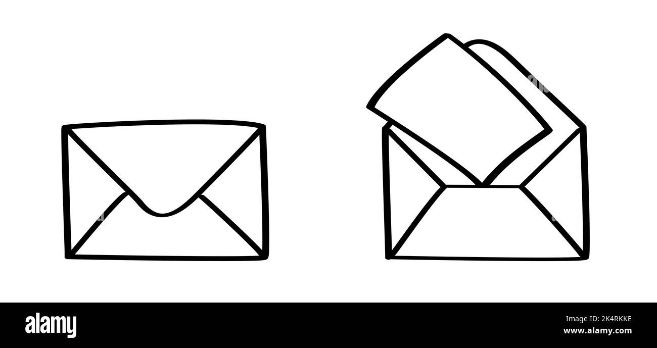 Blank paper envelopes. Post box or post office sign. Inbox, mail icon ...